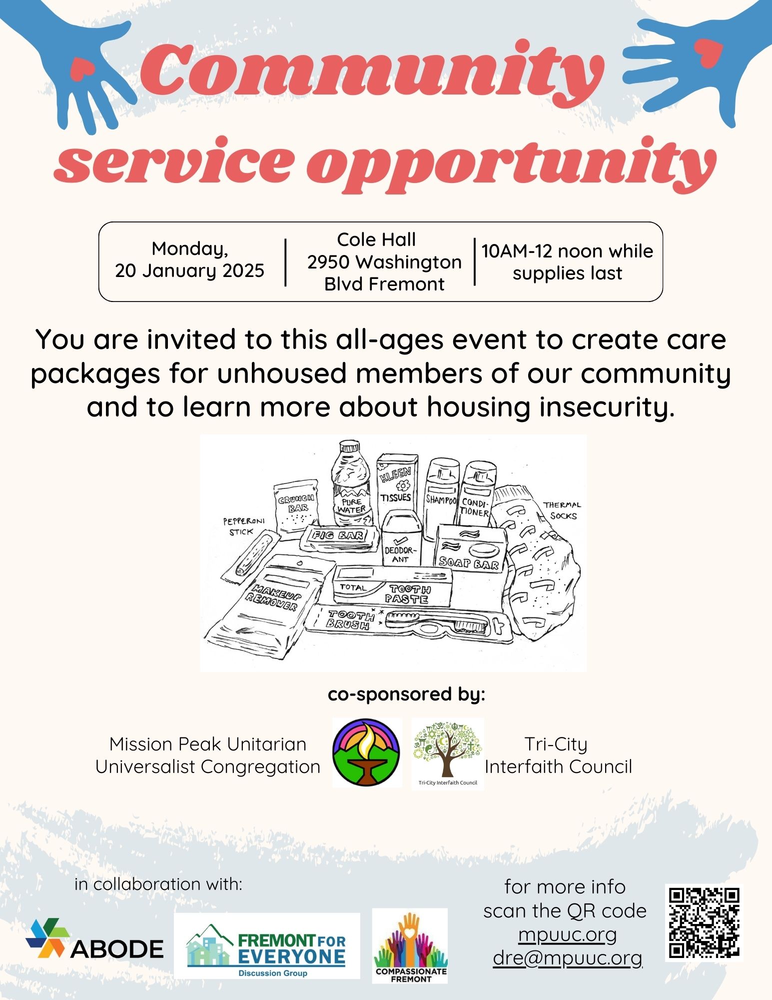Community Service Event 1/20/25 - Mission Peak Unitarian Universalist ...